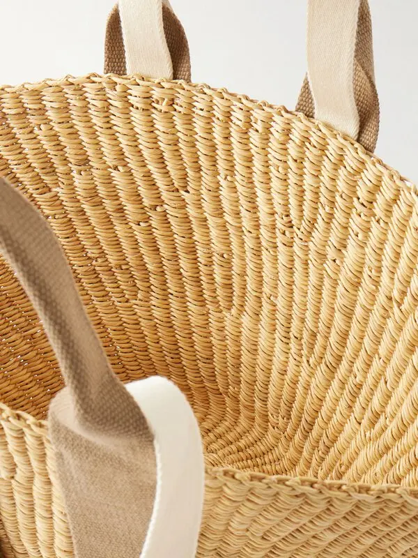 Muuñ Sophie Mini Woven Straw Tote With Webbing Trim - Neutrals