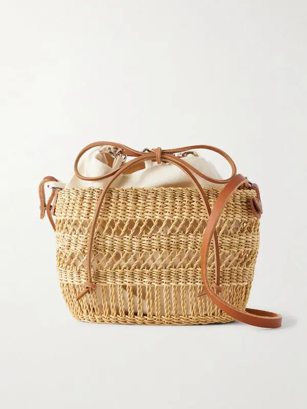 Muuñ Minette Raffia And Leather Shoulder Bag - Neutrals