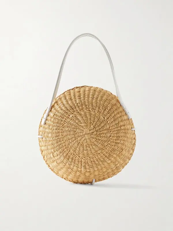 Muuñ Talata Mini Leather-trimmed Raffia Bag - Neutrals