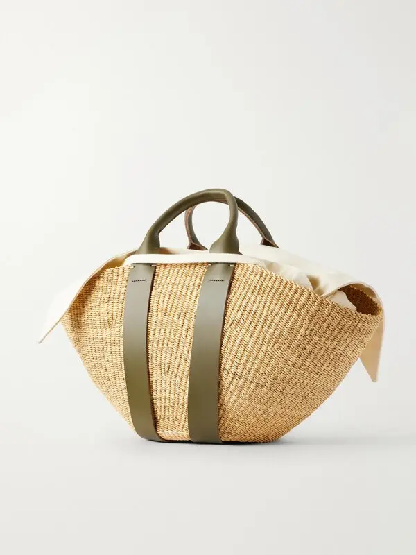 Muuñ Sophie Raffia Tote With Leather Trim - Neutrals