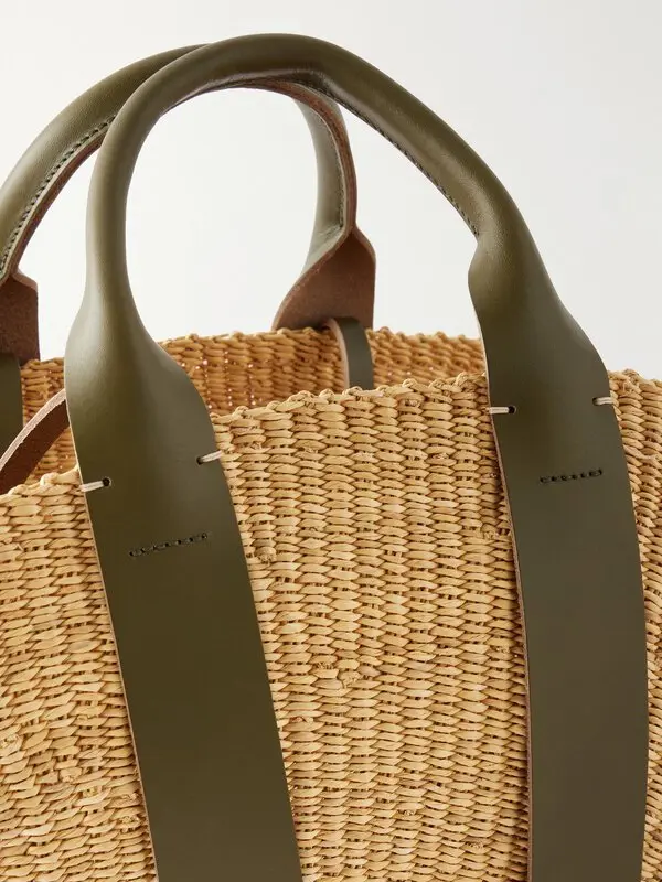 Muuñ Sophie Raffia Tote With Leather Trim - Neutrals