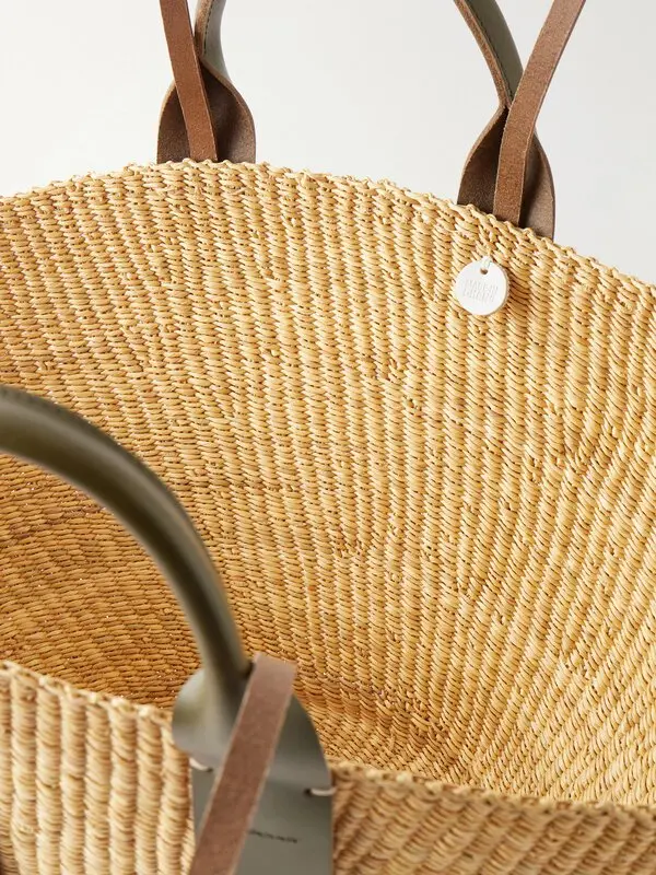 Muuñ Sophie Raffia Tote With Leather Trim - Neutrals
