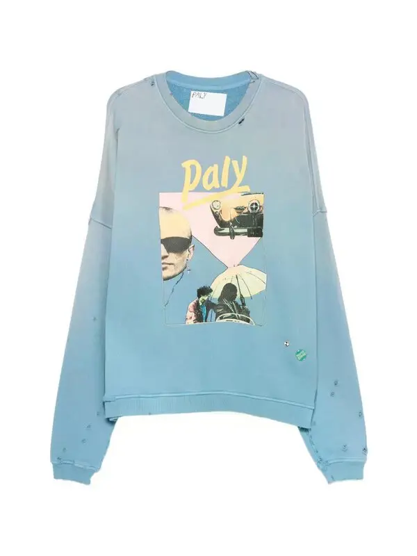 PALY Crew Neck Graphic Print Sweatshirt - Blue