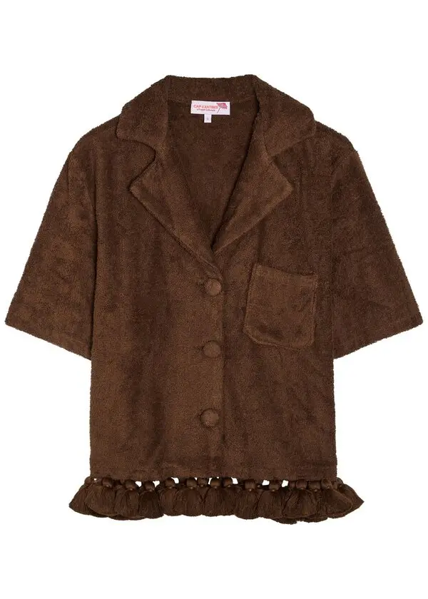 Cap D'antibes Antonia Tasseled-hem Terry Shirt - Brown