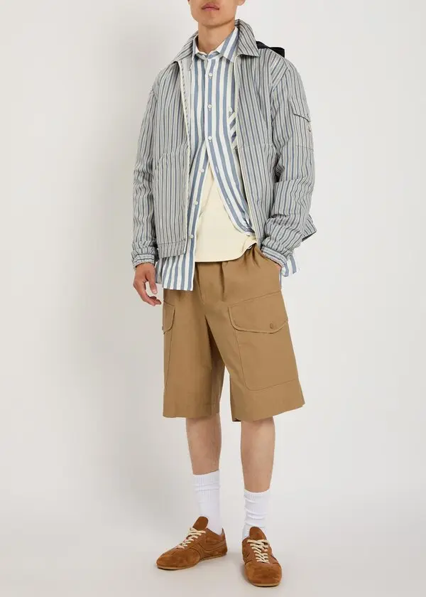 Moncler Striped Hooded Cotton Jacket - Blue