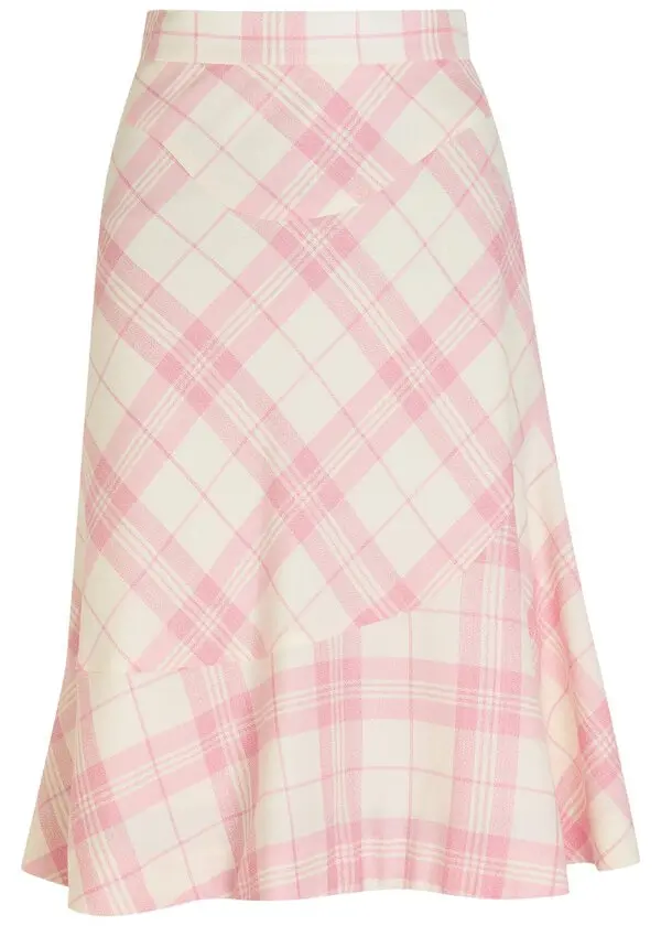 VIVIENNE WESTWOOD Plaid Wool-blend Midi Skirt - Cream