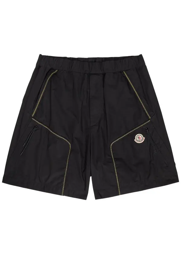 Moncler Contrast-stitch Cotton-poplin Shorts - Black