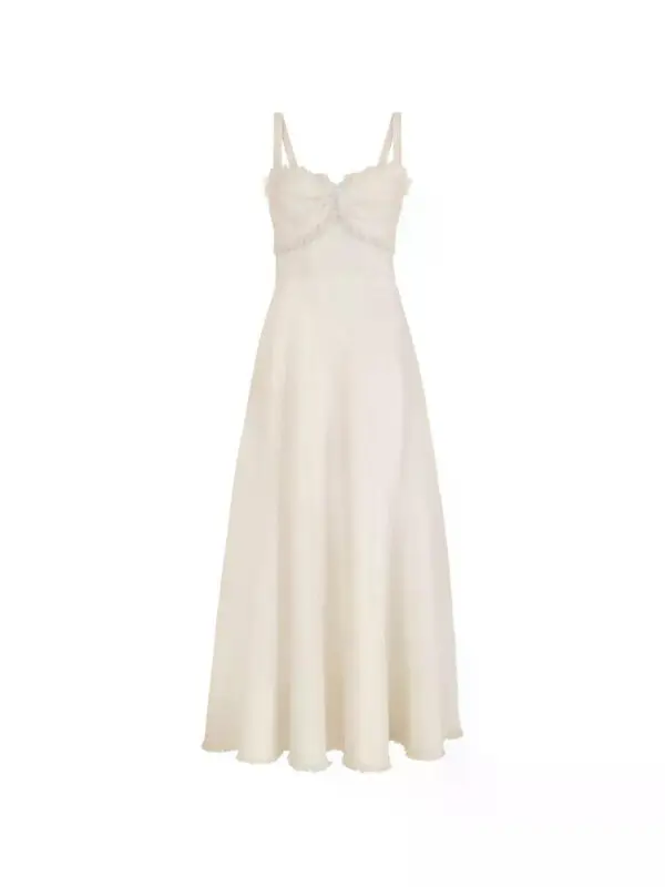 Oscar De La Renta Slub Wool Tweed Midi Dress