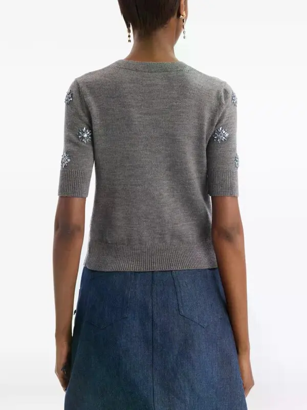 Oscar De La Renta Crystal Embellished Pullover
