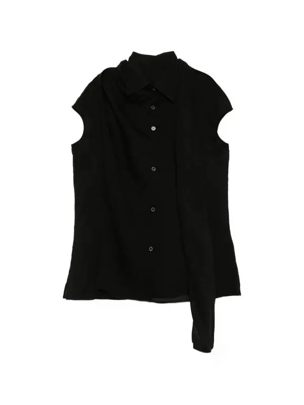Yohji Yamamoto Draped Sleeveless Shirt - Black