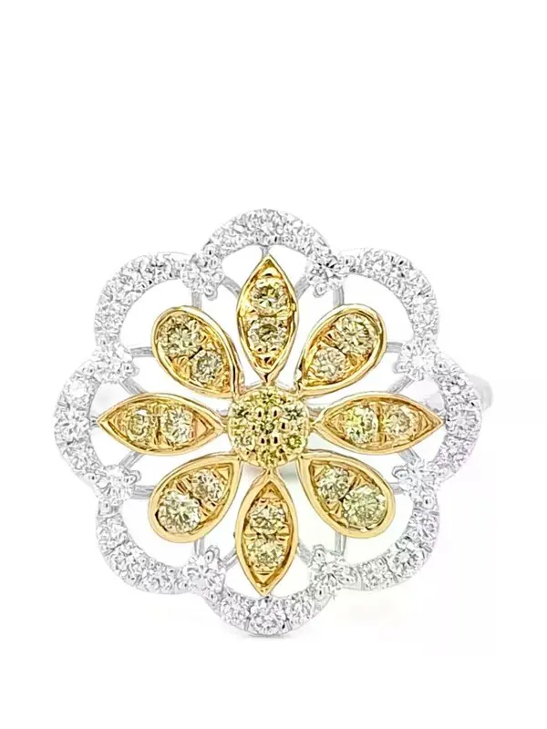 HYT JEWELRY Floral Diamond Cocktail Ring In 18kt Gold - Silver