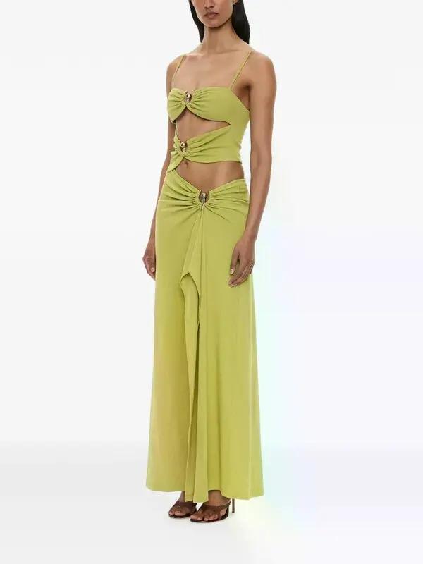 Christopher Esber Orbit Ruched Cutout Maxi Dress - Green