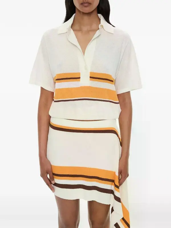 Christopher Esber Striped Knit Polo Shirt - Neutrals
