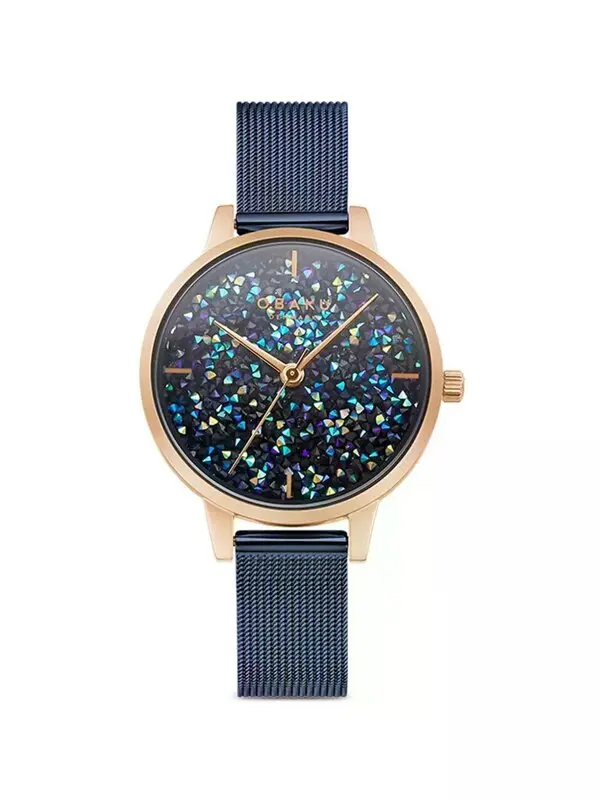OBAKU Orion Crystal-embellished Rose Gold-tone Watch - Blue