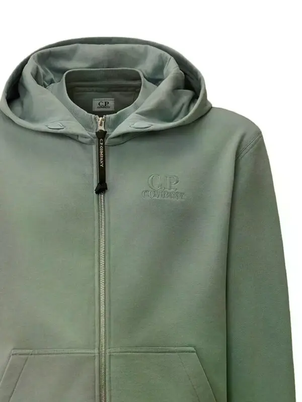 C.P. COMPANY Logo Embroidered Zip-up Hoodie