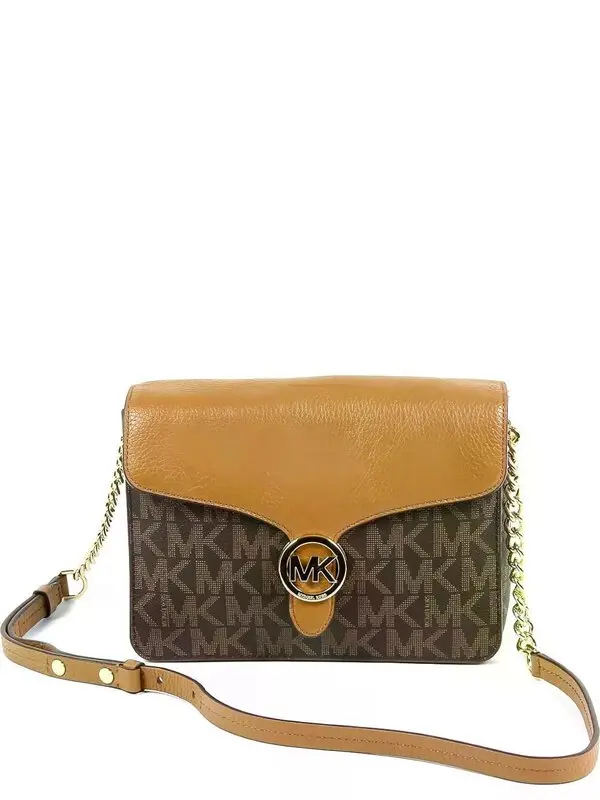 Michael Kors Vanna Logo Monogram Cross Body Bag - Brown