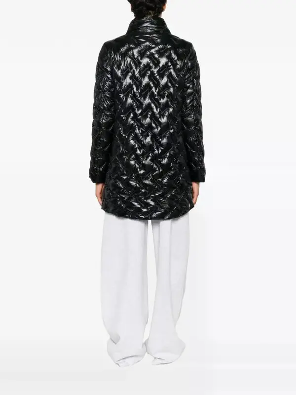 Herno Quilted High-neck Zip-up Coat - Black