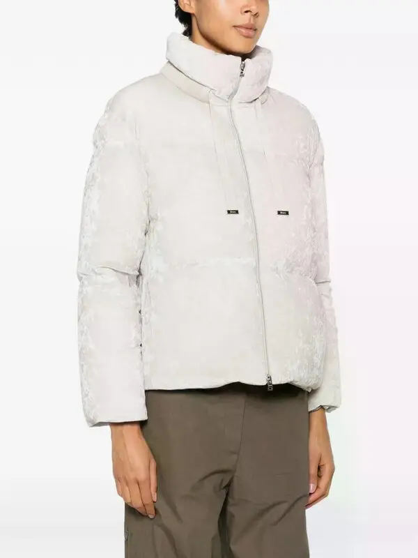 Herno Quilted Crushed-velvet Funnel Neck Jacket