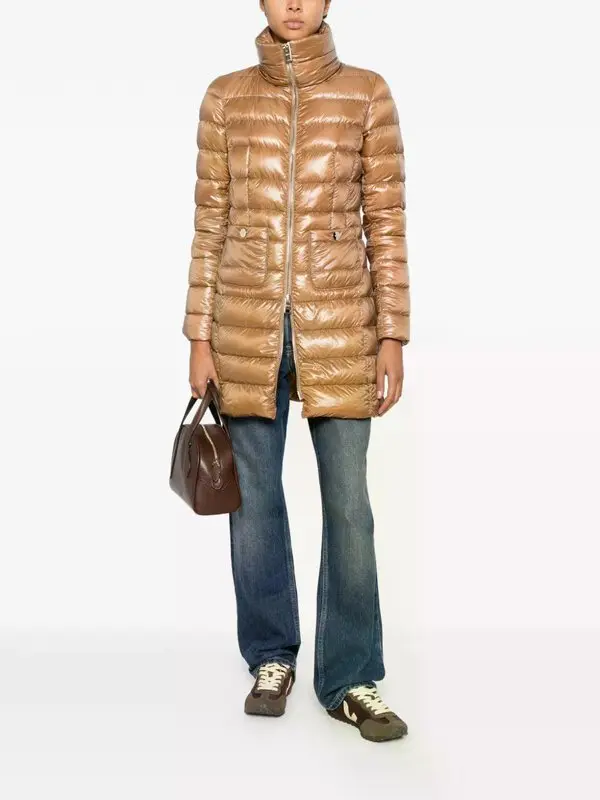 Herno Quilted High-neck Zip-up Coat - Brown