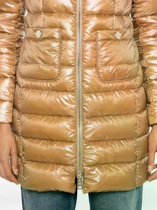 Herno Quilted High-neck Zip-up Coat - Brown