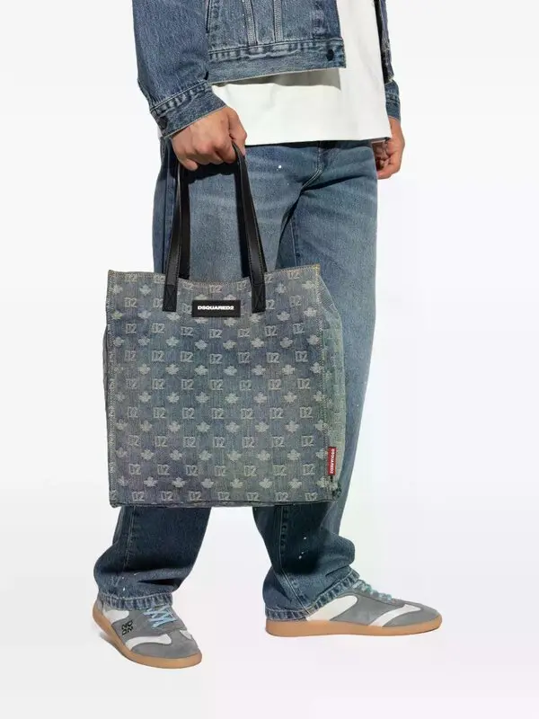 Dsquared2 Monogram Jacquard Denim Tote Bag