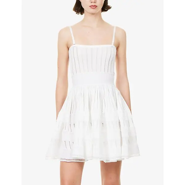 Alaïa Fitted Waistband Bandeau Mini Dress - Blanc
