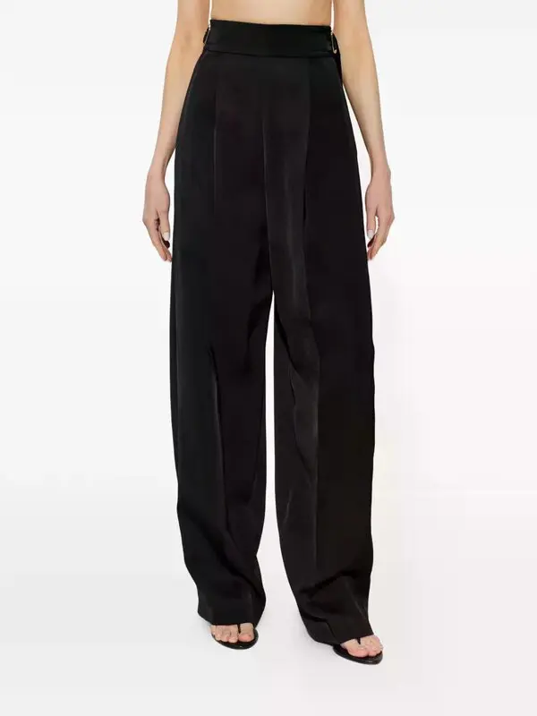 Sportmax Buckle-detail Wide-leg Trousers - Black