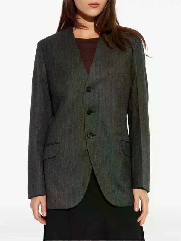 JIL SANDER Pinstriped Collarless Fitted Blazer