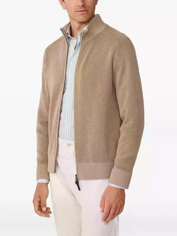 HACKETT  Rib-stitched Raglan-sleeve Cardigan