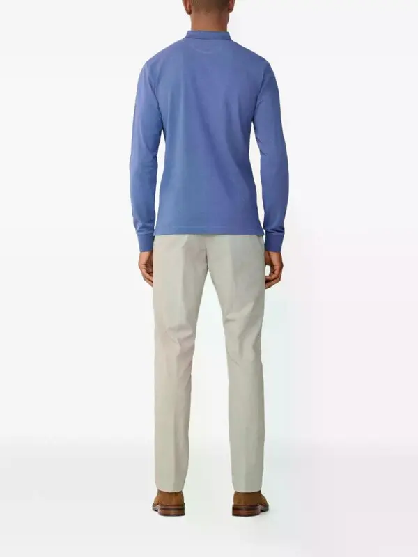 HACKETT  Logo-embroidered Long-sleeve Polo Shirt