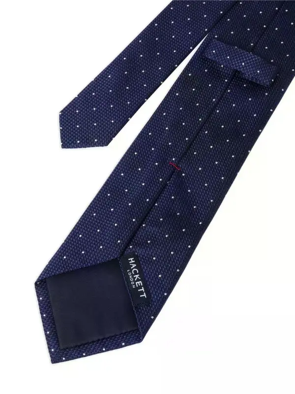 HACKETT  Polka-dot Textured-weave Neck Tie - Blue