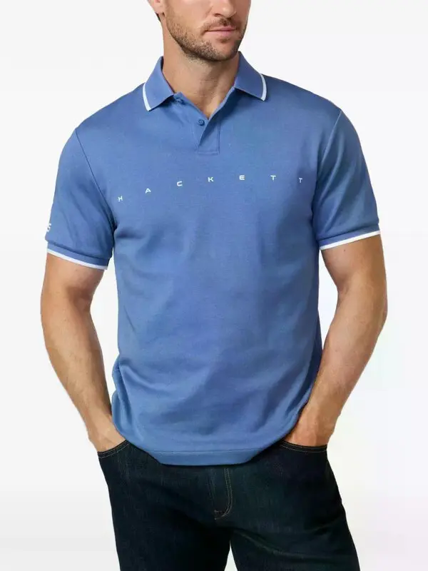 HACKETT  Logo-print Short-sleeve Polo Shirt - Blue
