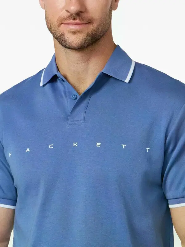 HACKETT  Logo-print Short-sleeve Polo Shirt - Blue