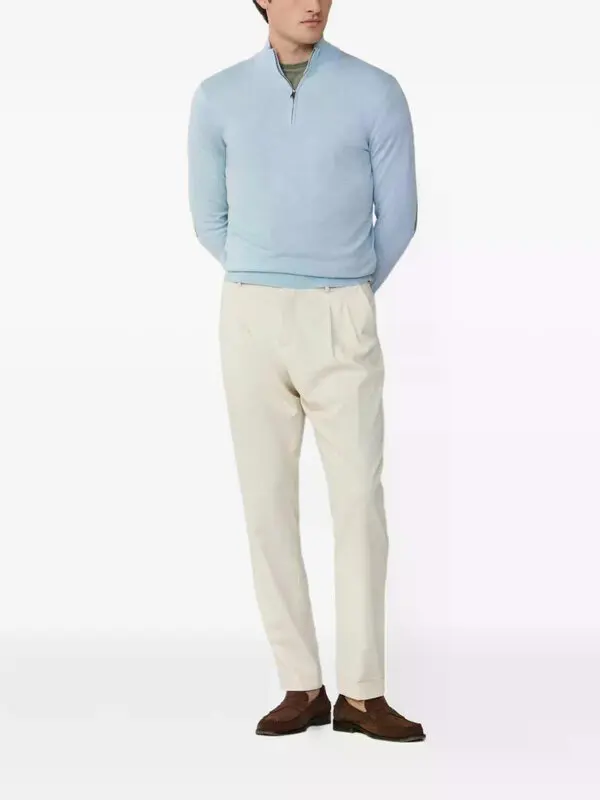 HACKETT  Quarter-zip Cotton Sweater - Blue