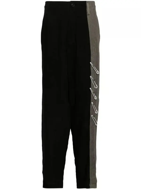 Yohji Yamamoto Two-tone Linen Trousers - Black
