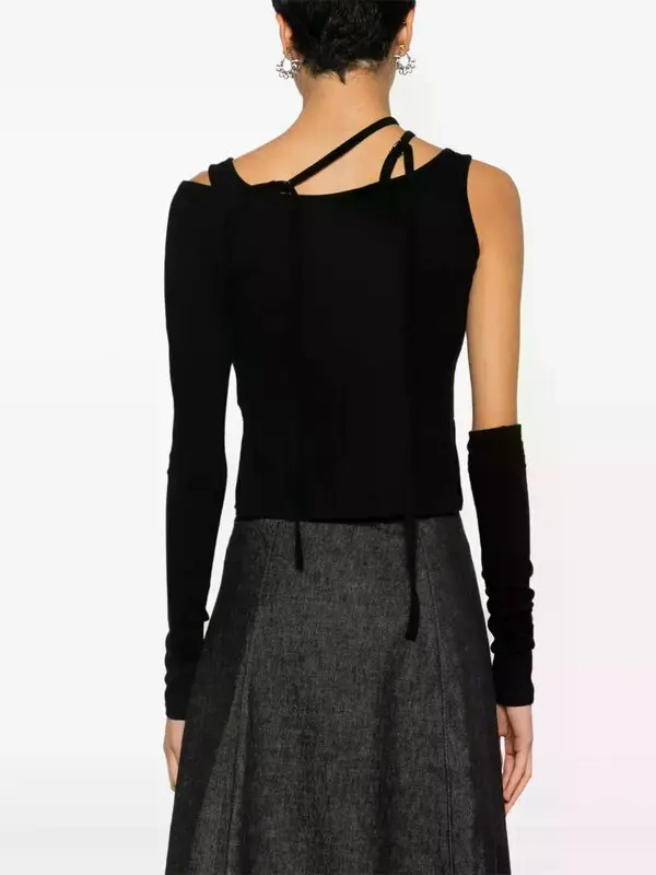 Yohji Yamamoto Cotton Jersey Cold-shoulder Top