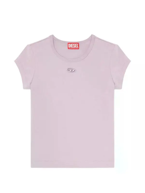 DIESEL® T-shirt With Embroidered Logo Cut-out - Purple