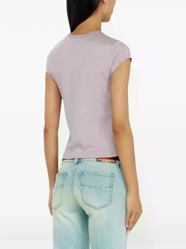 DIESEL® T-shirt With Embroidered Logo Cut-out - Purple