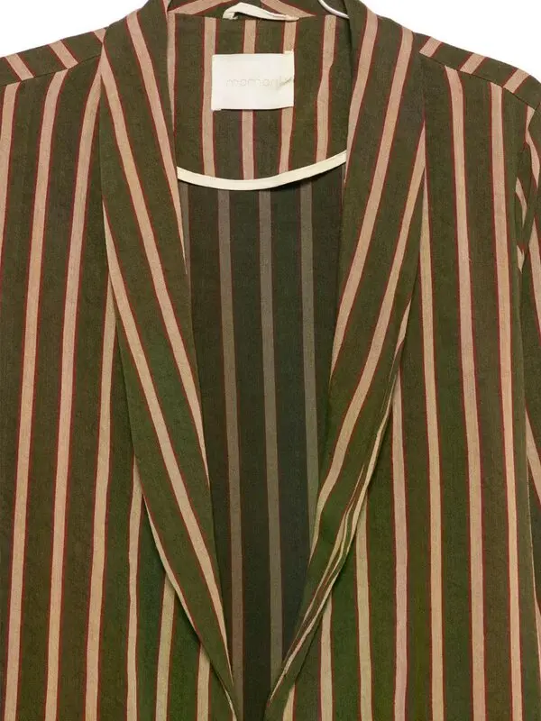 Momoni Vertical Stripe Linen Coat - Green