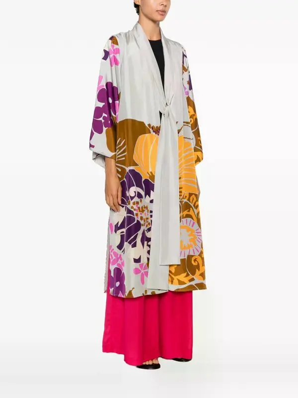PSOPHIA Floral Print Tie Front Coat
