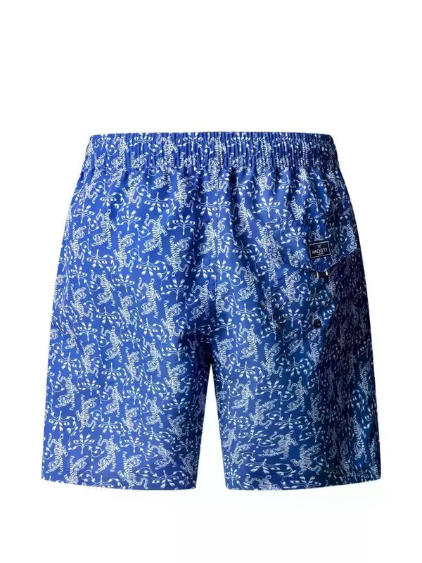 HACKETT  Tiger-print Drawstring Swim Shorts - Blue