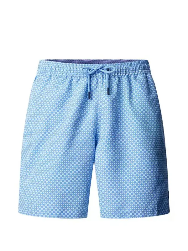 HACKETT  Geometric Print Drawstring Swim Shorts - Blue
