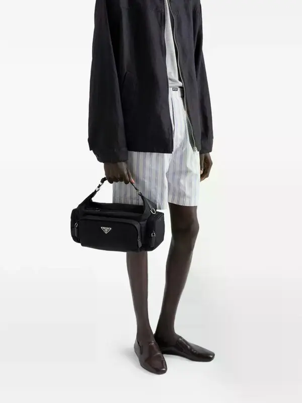 Prada Re-nylon And Saffiano-leather Shoulder Bag - Black
