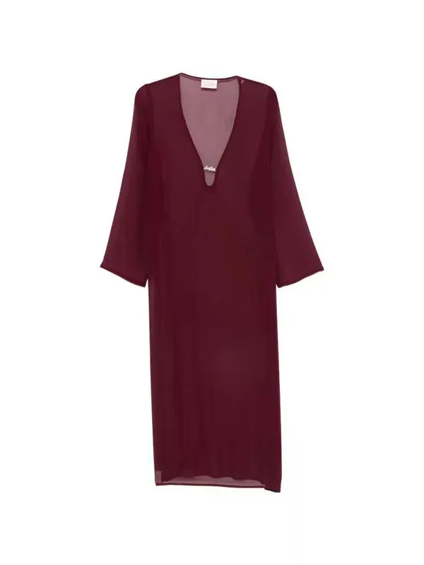 MC2 SAINT BARTH Plunging V-neck Side-slit Dress - Red