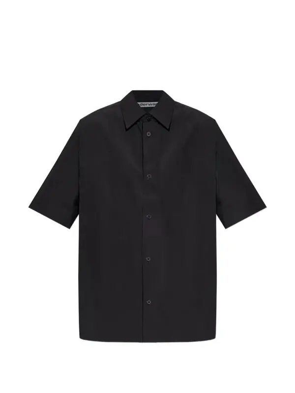Alexander Wang Short Sleeve Shirt With Perforated Logo - Black