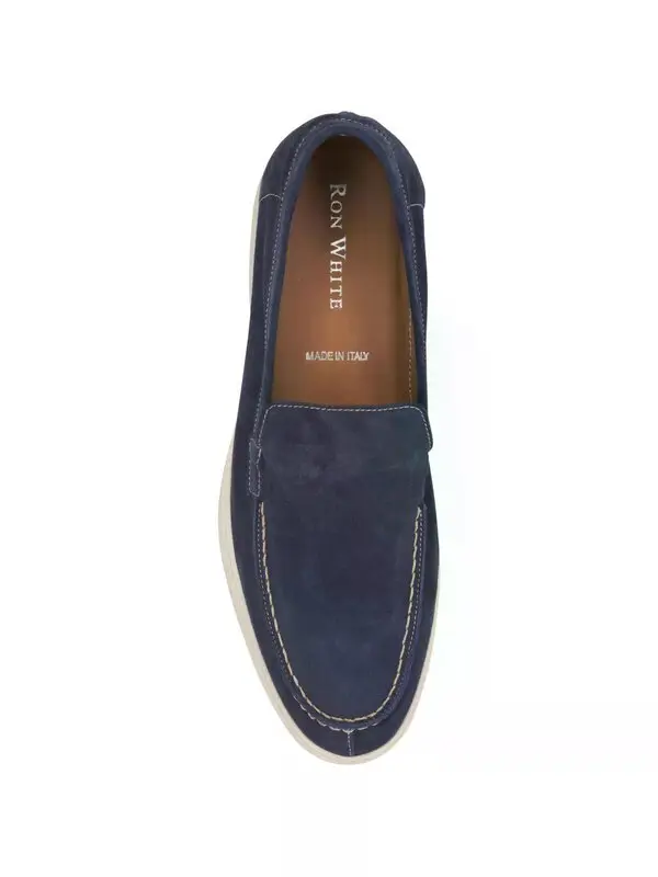 Ron White Suede Loafers With Contrast Stitching