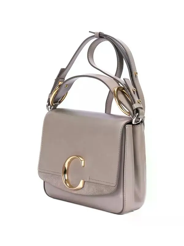 Chloé C Logo Shoulder Bag - Neutrals