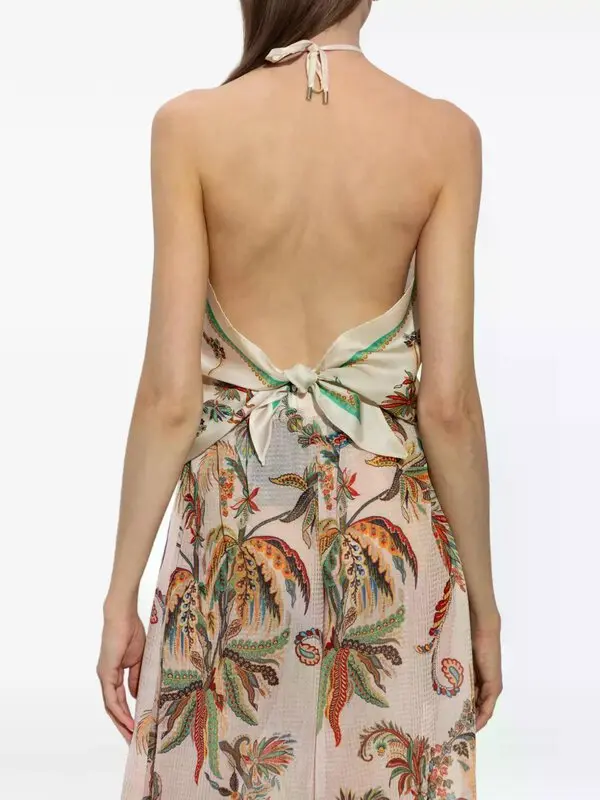 Etro Silk Floral Print Halter Neck Blouse - Neutrals