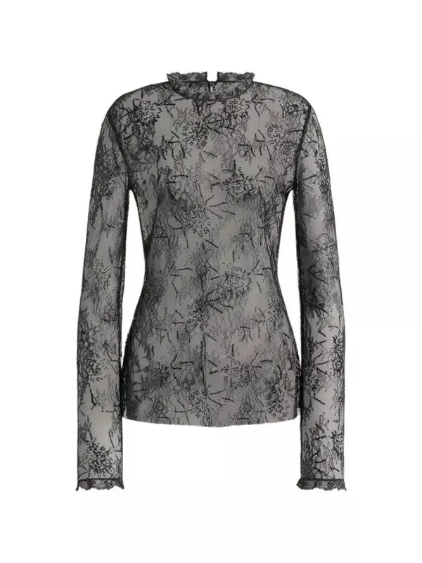 Alberta Ferretti Lace High Neck Blouse - Black