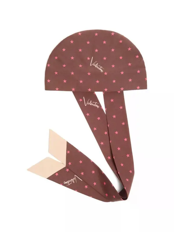 Valentino Garavani Stelline E Firma Silk And Cotton Headband - Brown